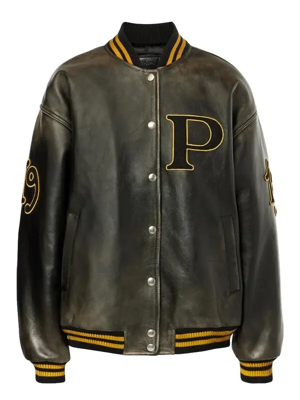 Prada Leather Varsity Jacket - Black