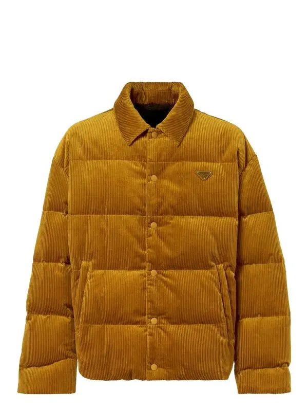 Prada Cotton Corduroy Puffer Jacket - Brown