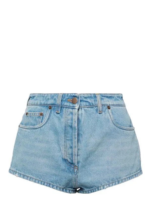 Prada High-rise Denim Shorts - Blue