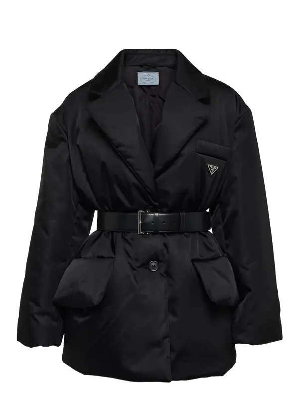 Prada Re-nylon Belted Padded Jacket - Black