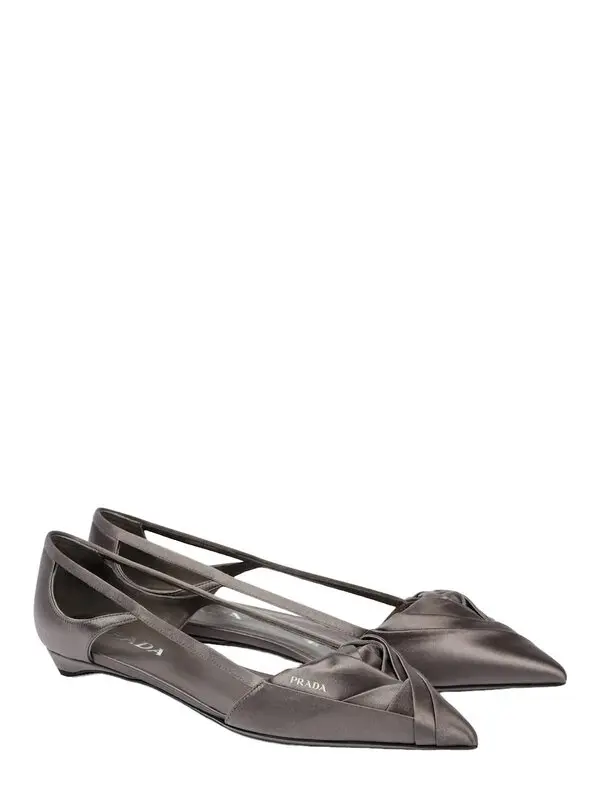 Prada Cutout Satin Ballet Flats - Pink