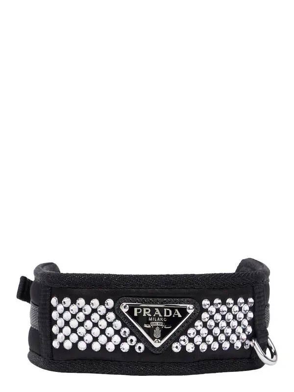 Prada Logo Crystal-embellished Dog Collar - Black