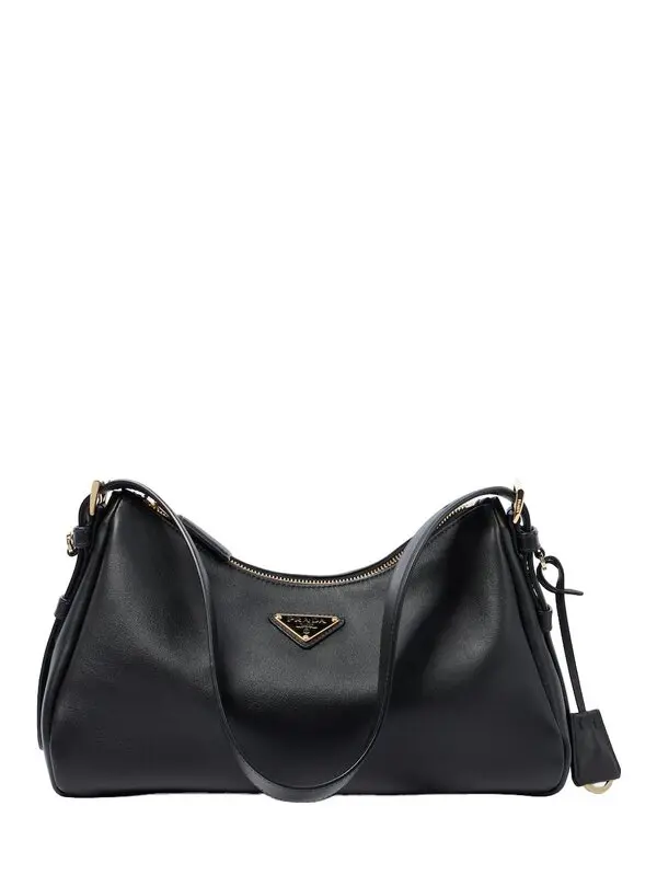 Prada Aimée Medium Leather Shoulder Bag - Black
