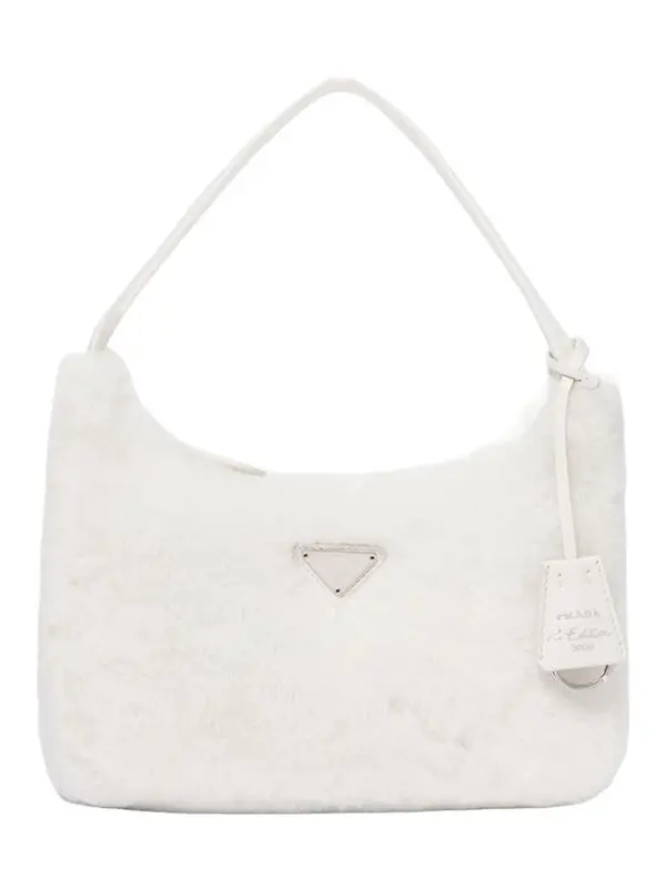 Prada Re-edition 2000 Shearling Shoulder Bag - White