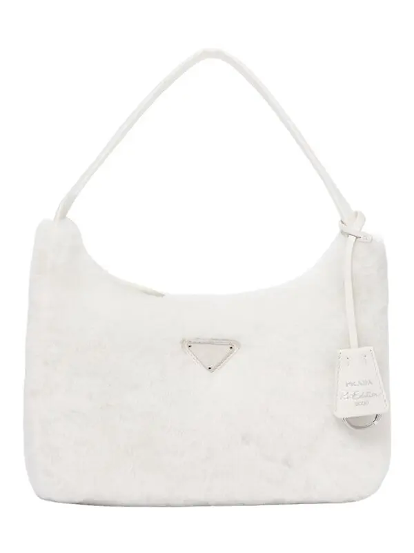 Prada Re-edition 2000 Shearling Shoulder Bag - White