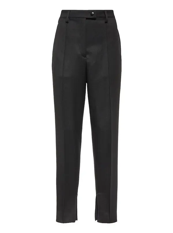 Prada High-rise Tapered Wool Pants - Black