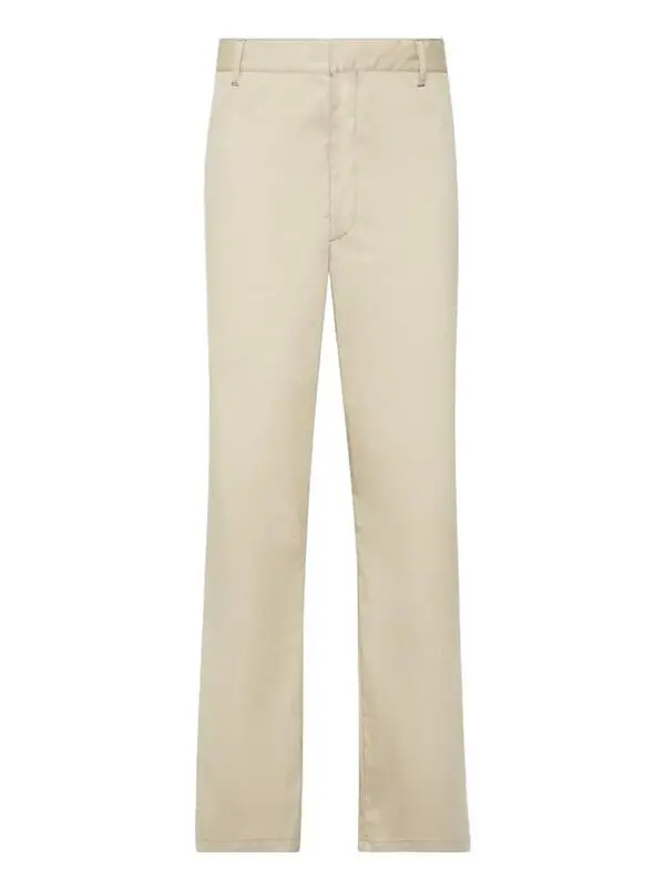 Prada Cotton-blend Straight Trousers - Beige