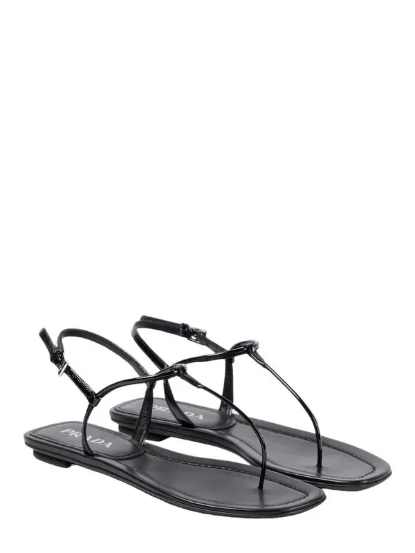 Prada Patent Leather Thong Sandals - Black