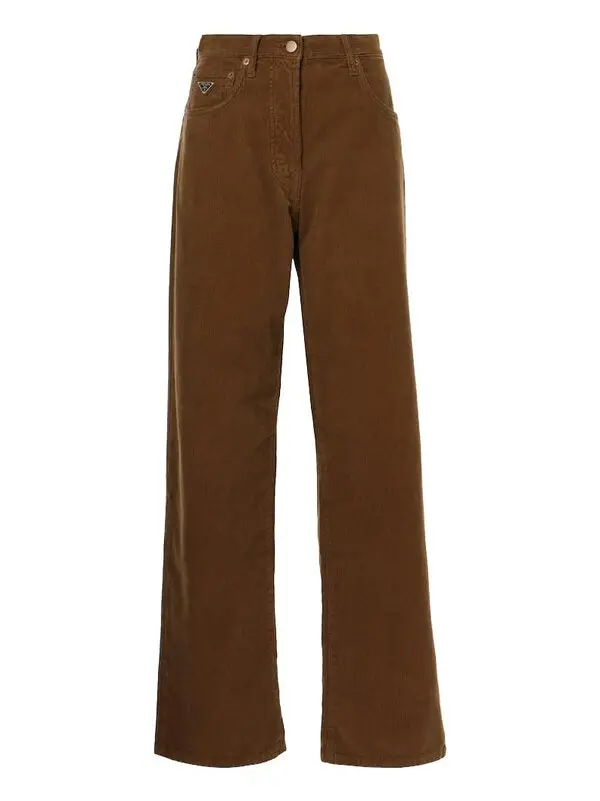 Prada Cotton Corduroy Wide-leg Pants - Beige