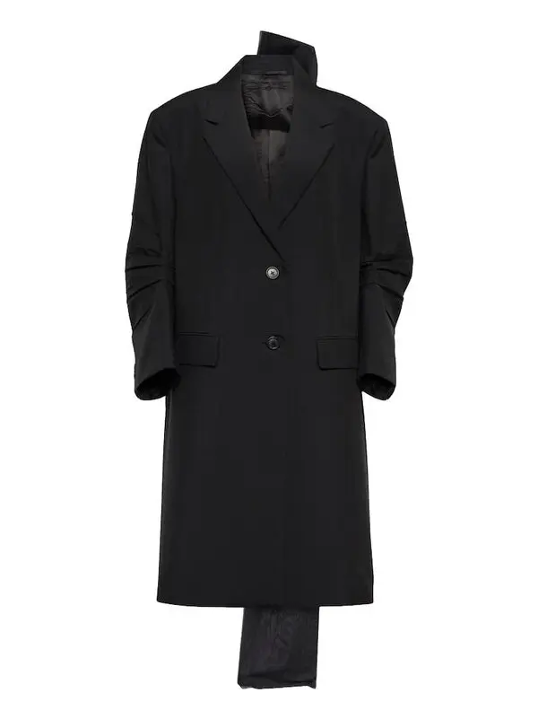 Prada Mohair Coat With Bow Detail - Black