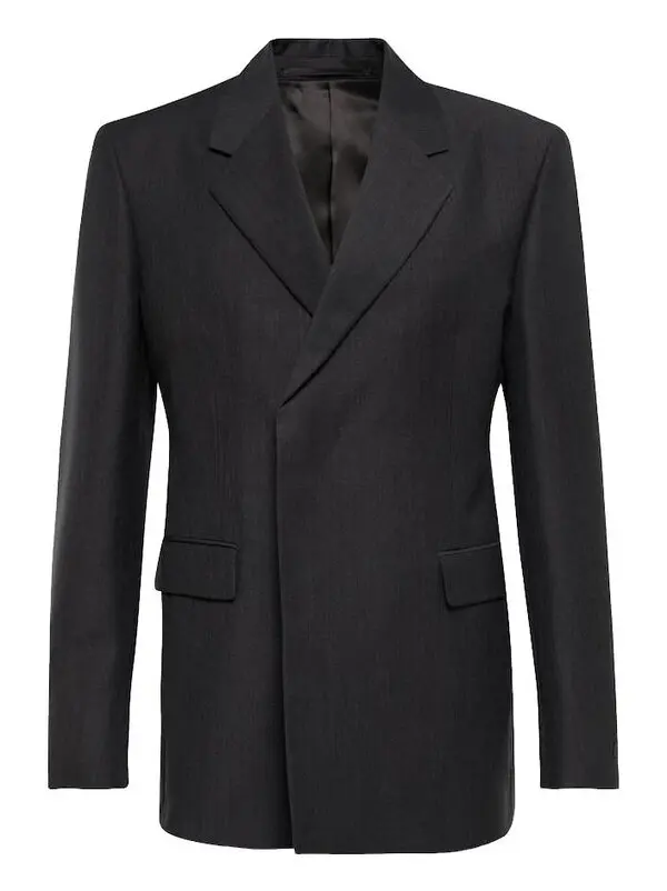 Prada Double-breasted Mohair And Wool Blazer - Grey