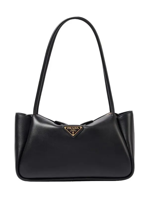 Prada Medium Leather Shoulder Bag - Black
