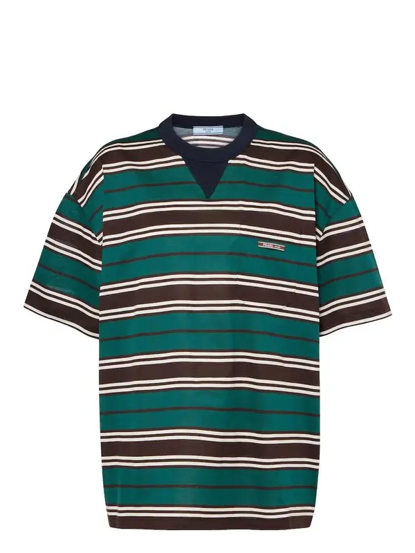 Prada Striped Cotton Jersey T-shirt - Multicoloured