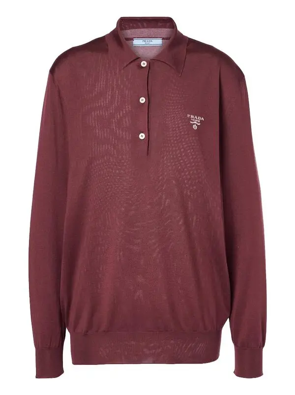 Prada Logo Silk Polo Shirt - Red