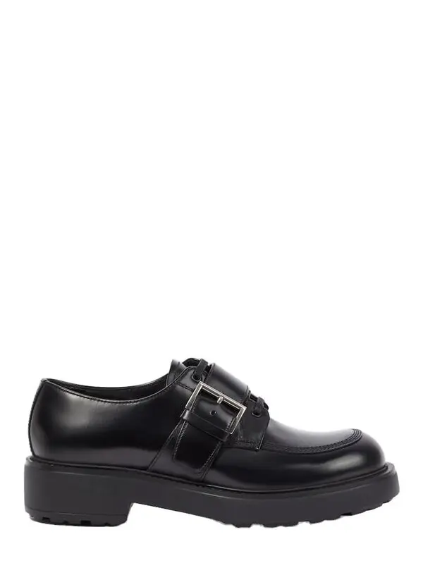 Prada Brushed Leather Derbies - Black