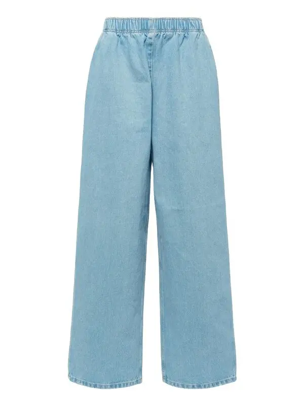 Prada Logo Wide-leg Jeans - Blue