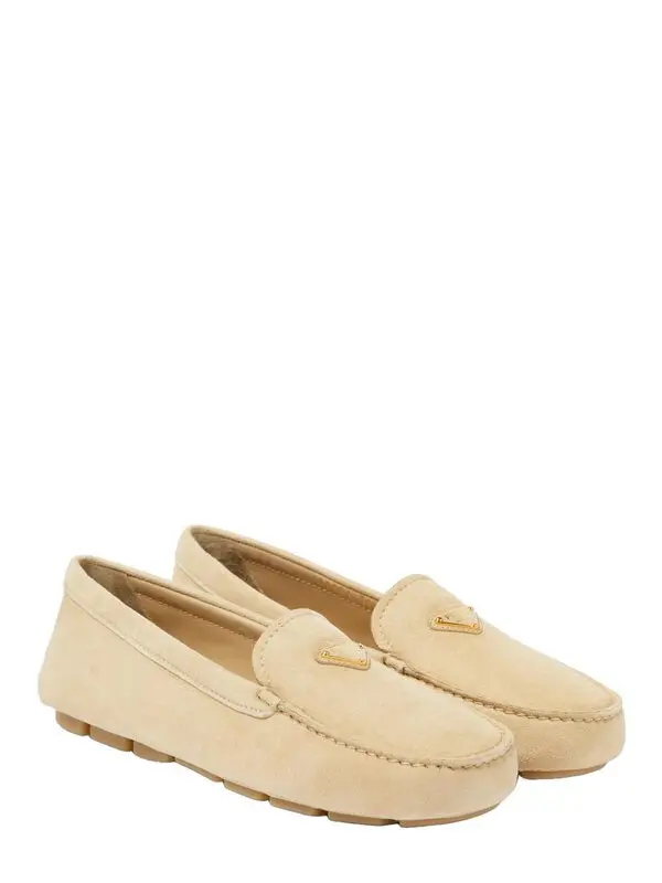Prada Suede Driving Loafers - Beige
