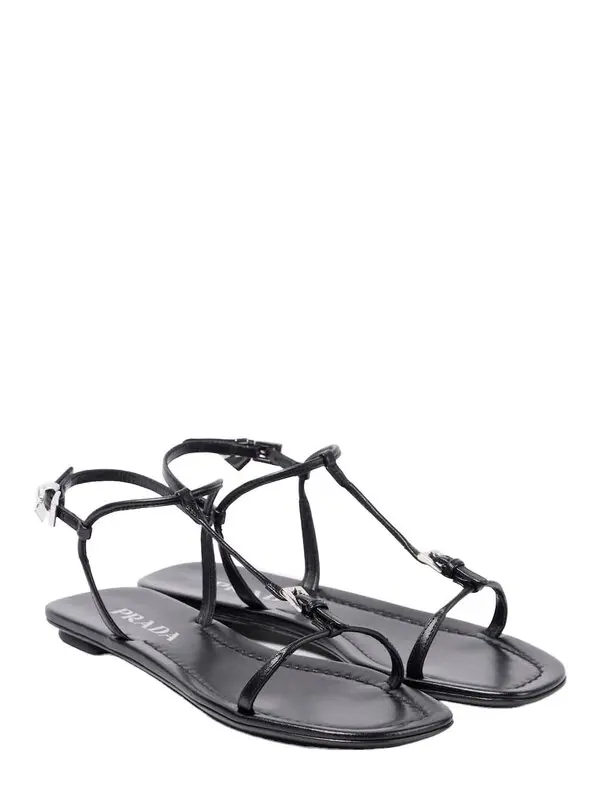 Prada Leather Sandals - Black