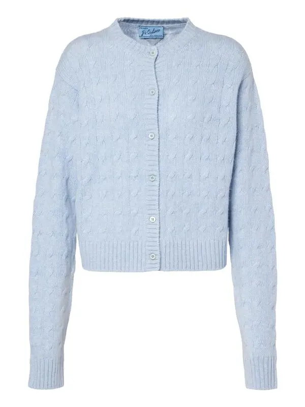 Prada Re-cashmere Cable-knit Cardigan - Blue