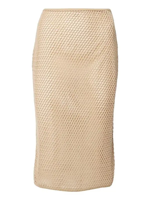 Prada Crochet Midi Skirt - Beige