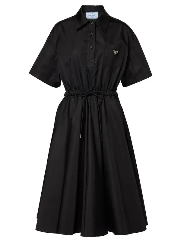 Prada Re-nylon Midi Shirt Dress - Black