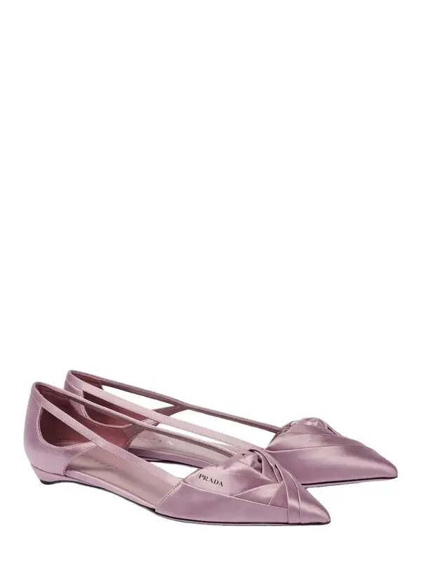 Prada Cutout Satin Ballet Flats - Pink