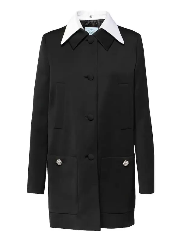 Prada Satin-trimmed Virgin Wool Coat - Black