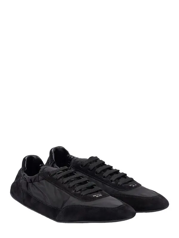 Prada Re-nylon Suede Collapsible Sneakers - Black