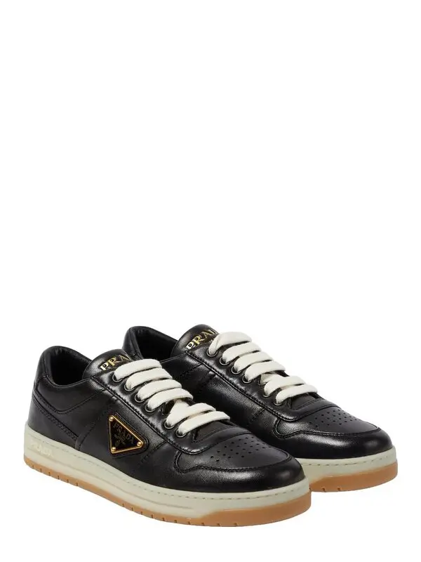 Prada Downtown Leather Low-top Sneakers - Black