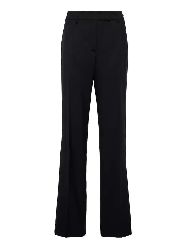 Prada High-rise Wool Straight Pants - Black