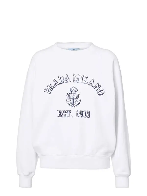 Prada Logo Cotton Sweatshirt - White