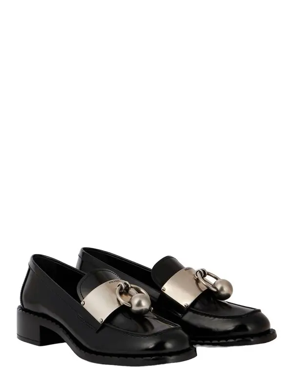Prada Embellished Leather Loafers - Black