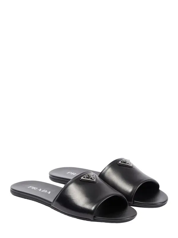 Prada Leather Slides - Black