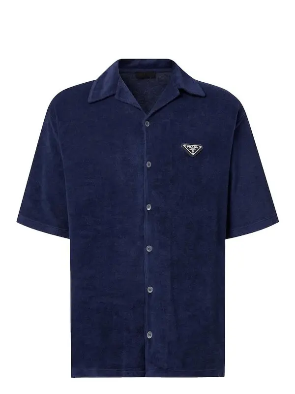 Prada Cotton Terry Bowling Shirt - Blue