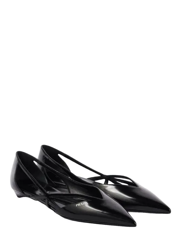 Prada Leather Ballet Flats - Black
