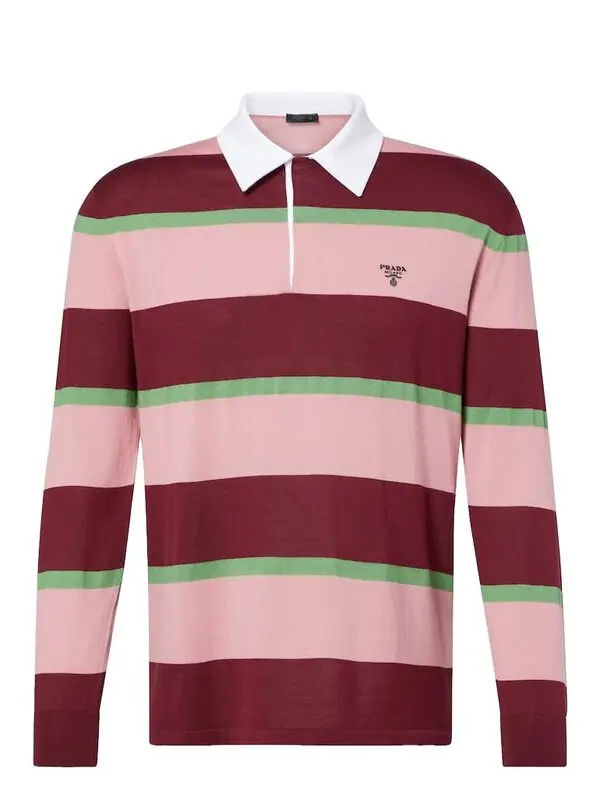 Prada Striped Silk And Cotton Polo Shirt - Multicoloured