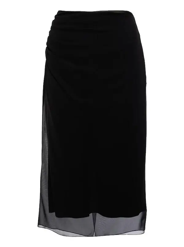 Prada Georgette Midi Skirt - Black