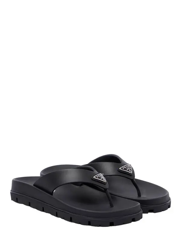 Prada Soft Cage Thong Sandals - Black