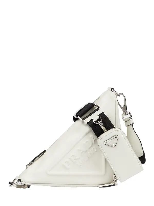 Prada Triangle Leather Shoulder Bag - White