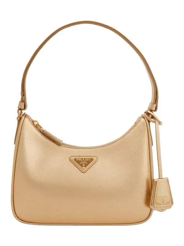 Prada Cleo Mini Leather Shoulder Bag - Gold