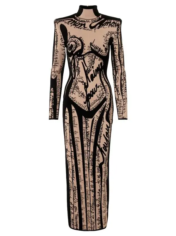 Balmain Knitted Maxi Dress - Beige
