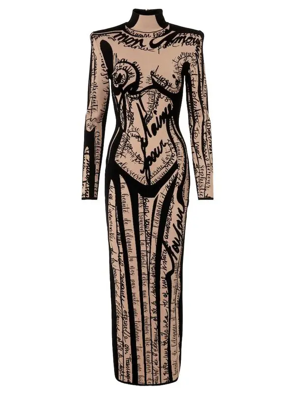 Balmain Knitted Maxi Dress - Beige