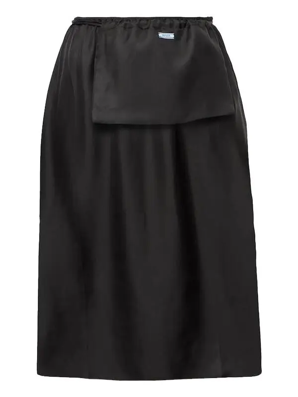 Prada Silk Twill Midi Skirt - Black