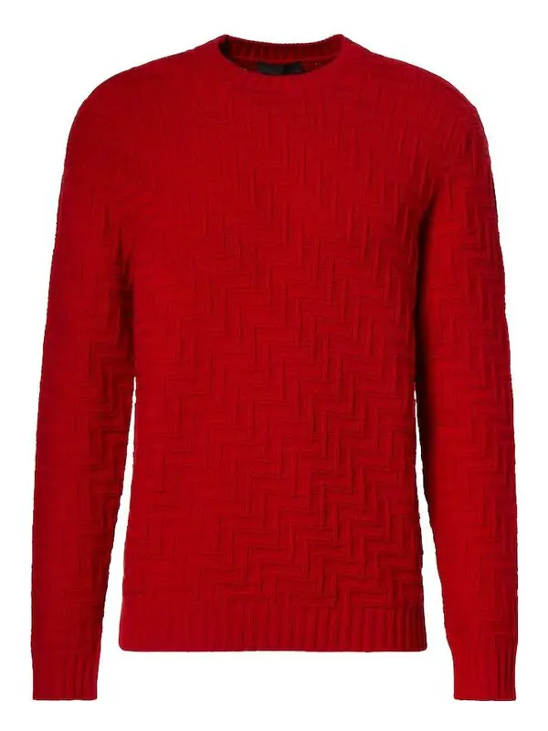 Prada 3d-knit Wool And Cashmere Sweater - Red