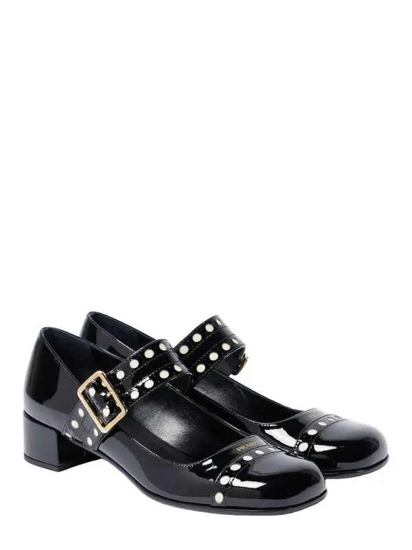 Prada Patent Leather Mary Jane Pumps - Black