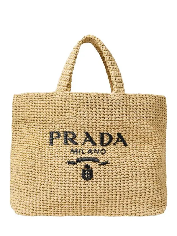 Prada Medium Raffia Tote - Beige