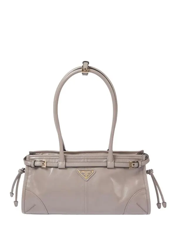 Prada Medium Leather Shoulder Bag - Grey
