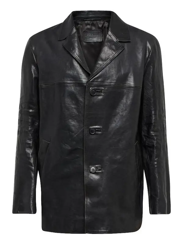 Prada Tailored Leather Jacket - Black