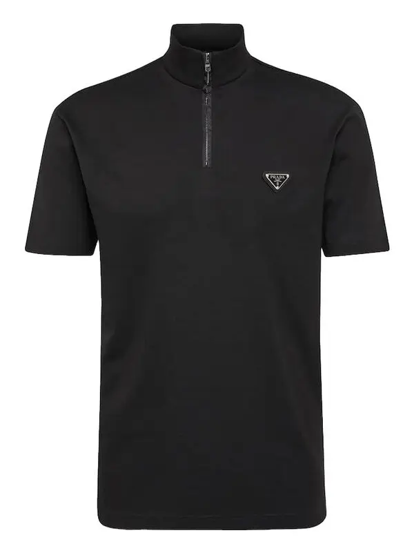 Prada Zip-up Polo Shirt - Black
