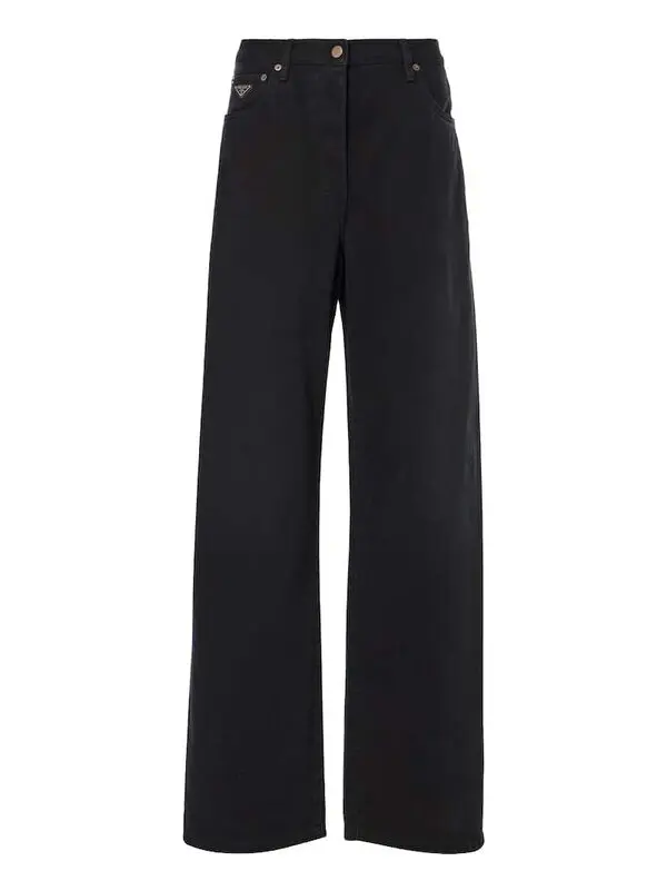 Prada High-rise Wide-leg Jeans - Black